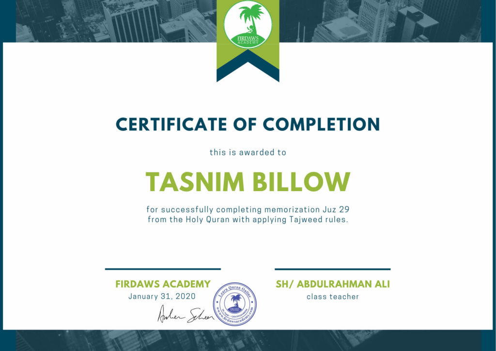 Firdaws Academy Star Students & TESTIMONIALS