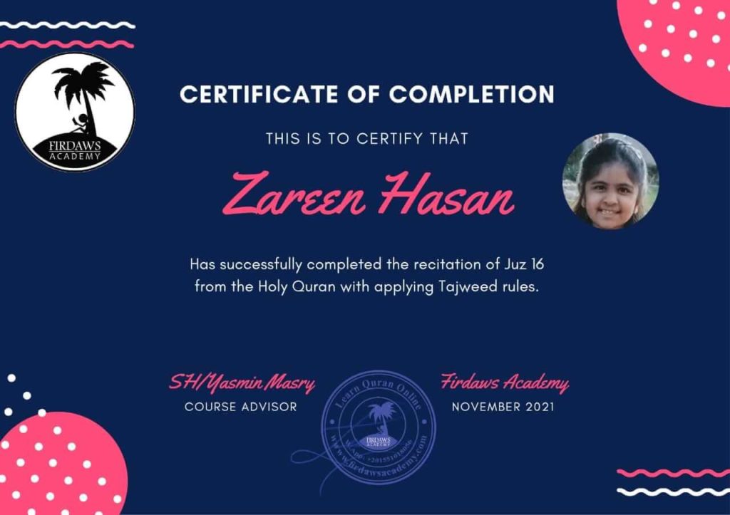Firdaws Academy Star Students & TESTIMONIALS