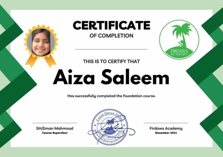 Firdaws Academy Star Students & TESTIMONIALS