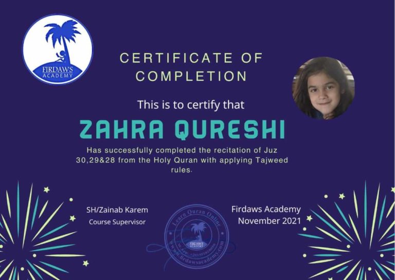 Firdaws Academy Star Students & TESTIMONIALS